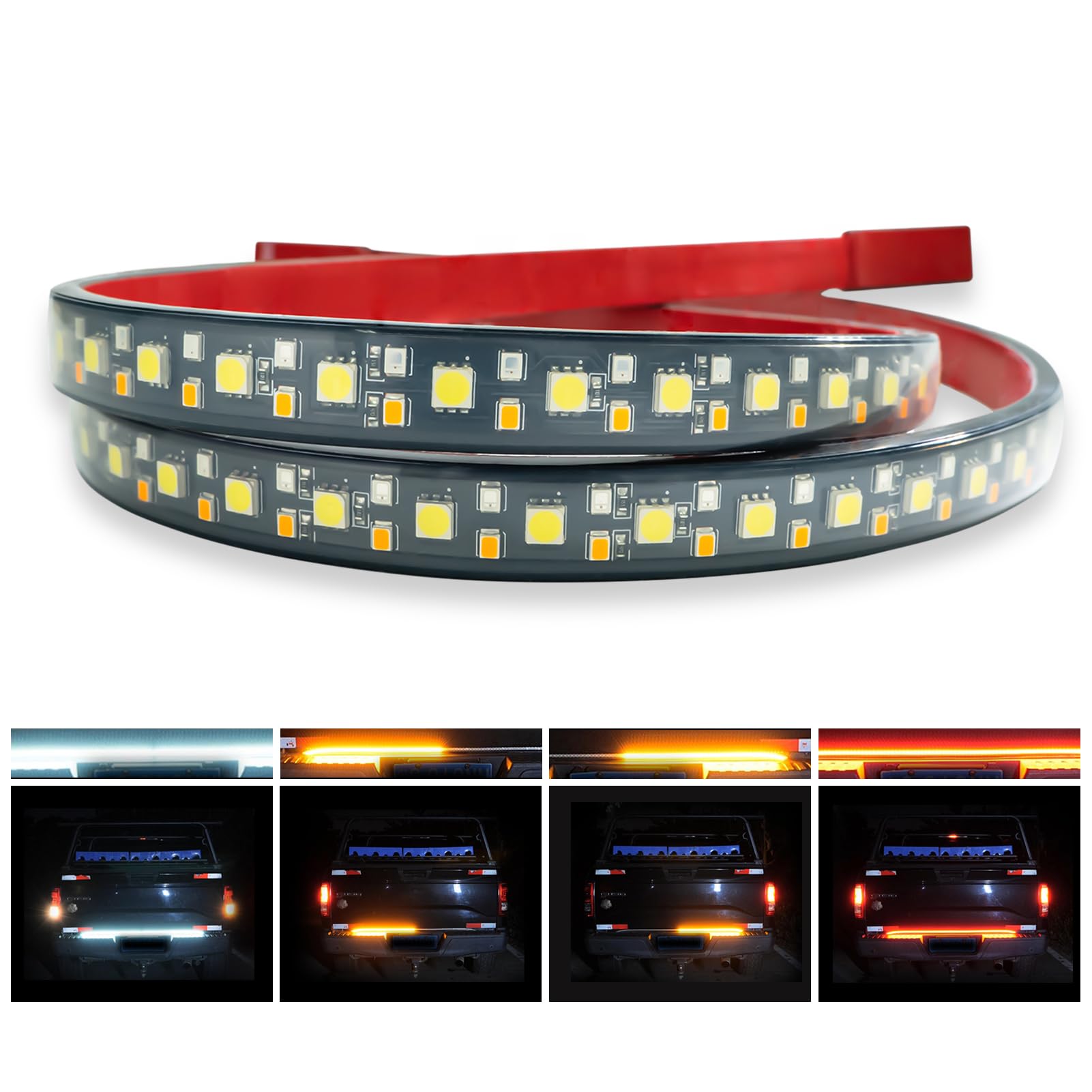 ALDST Triple Row 57 inch 252 pcs LED Pick up/Truck Tailgate Light Bar Side Bed Light Strip Bar ...