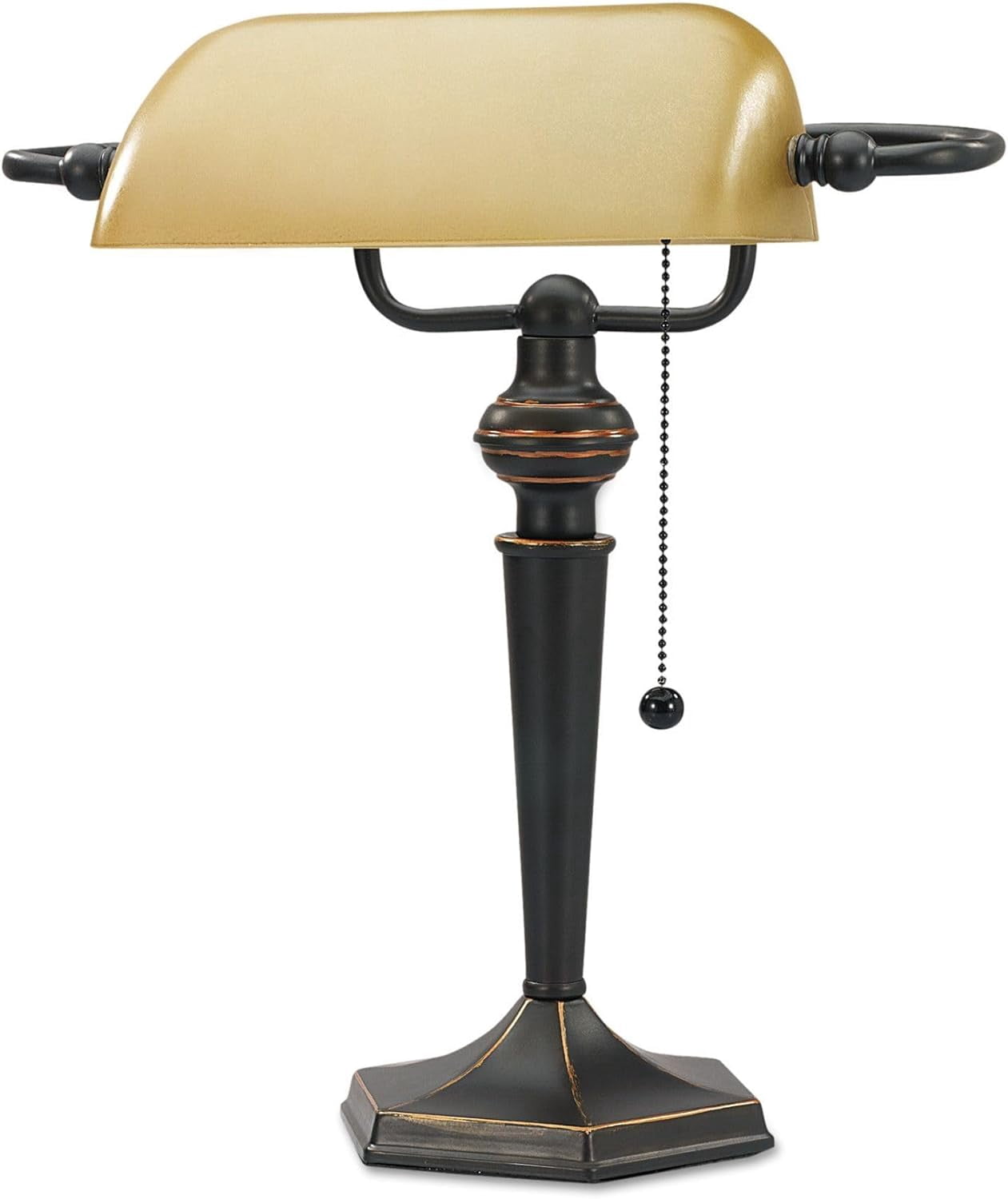 ALE Traditional Banker's Lamp, 16"High, Amber Shade with Antique Bronze ...