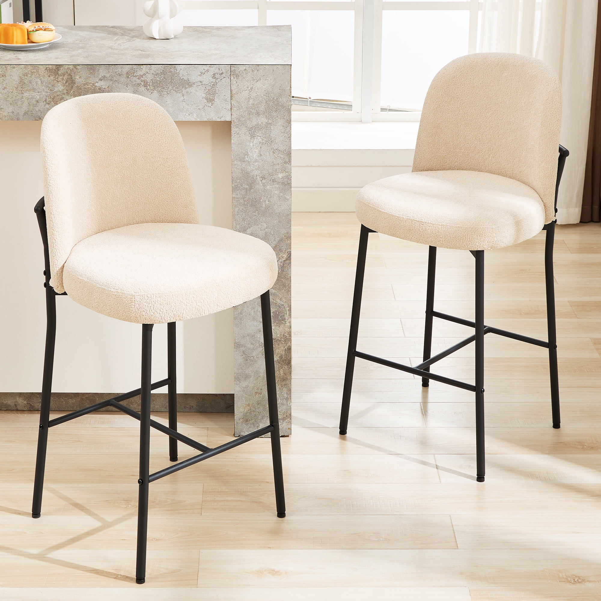 ALEAVIC 28 Inch Bar Stools Set of 2, Upholstered Counter Height Bar ...