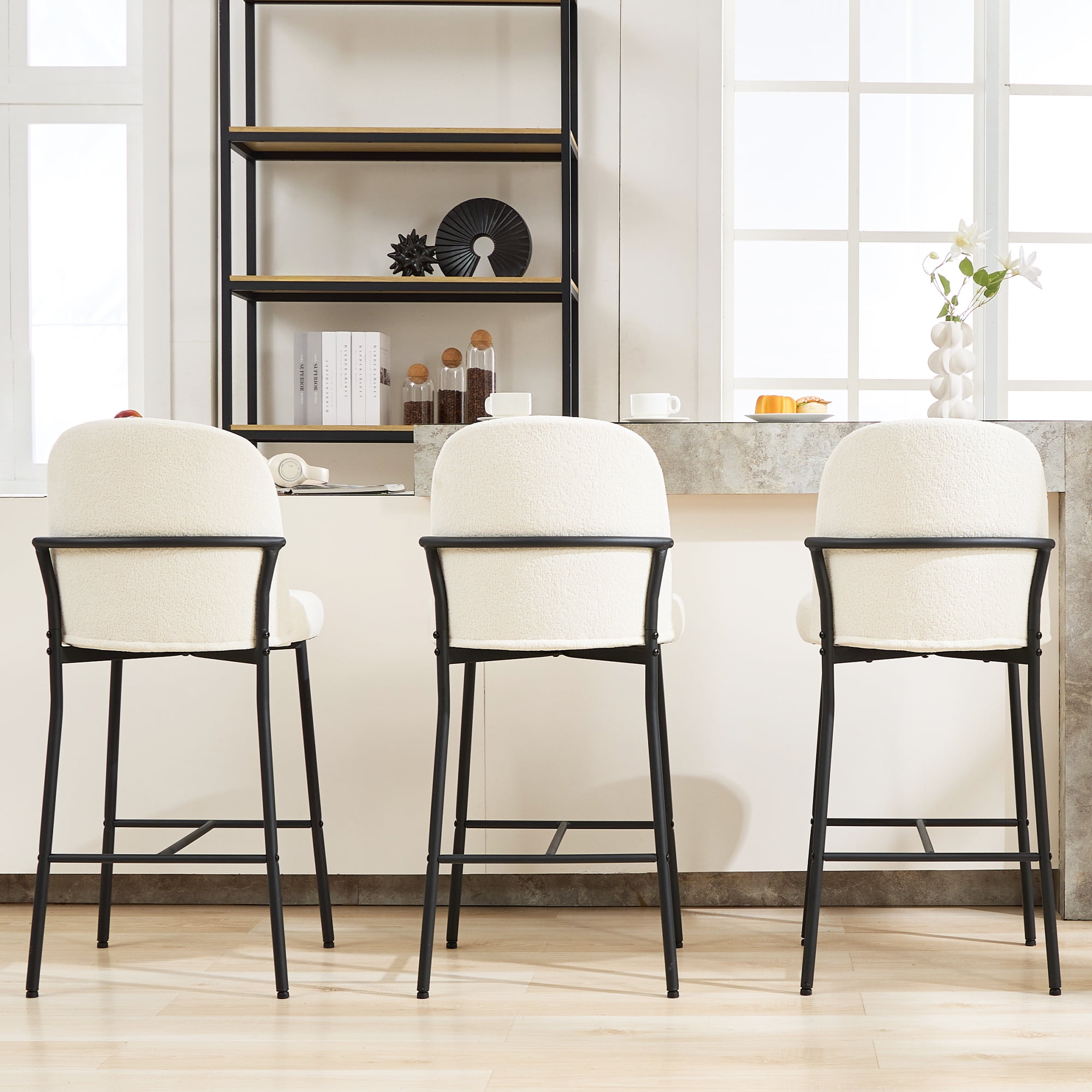 ALEAVIC 28 Inch Bar Stools Set of 3, Upholstered Counter Height Bar ...