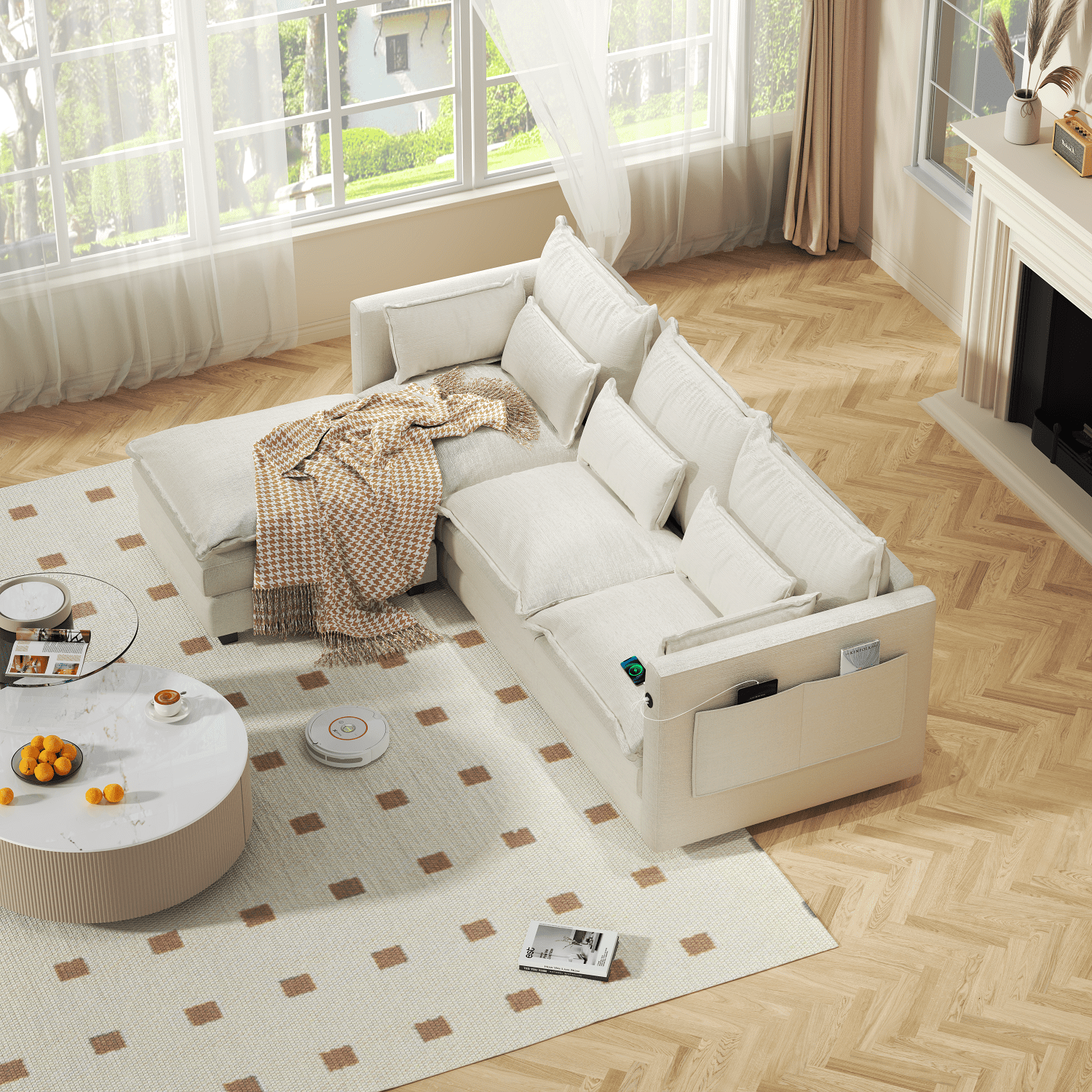 ALEAVIC 3 Seat Sectional Sofa Chenille L Shaped Couch, Modular Sofa ...