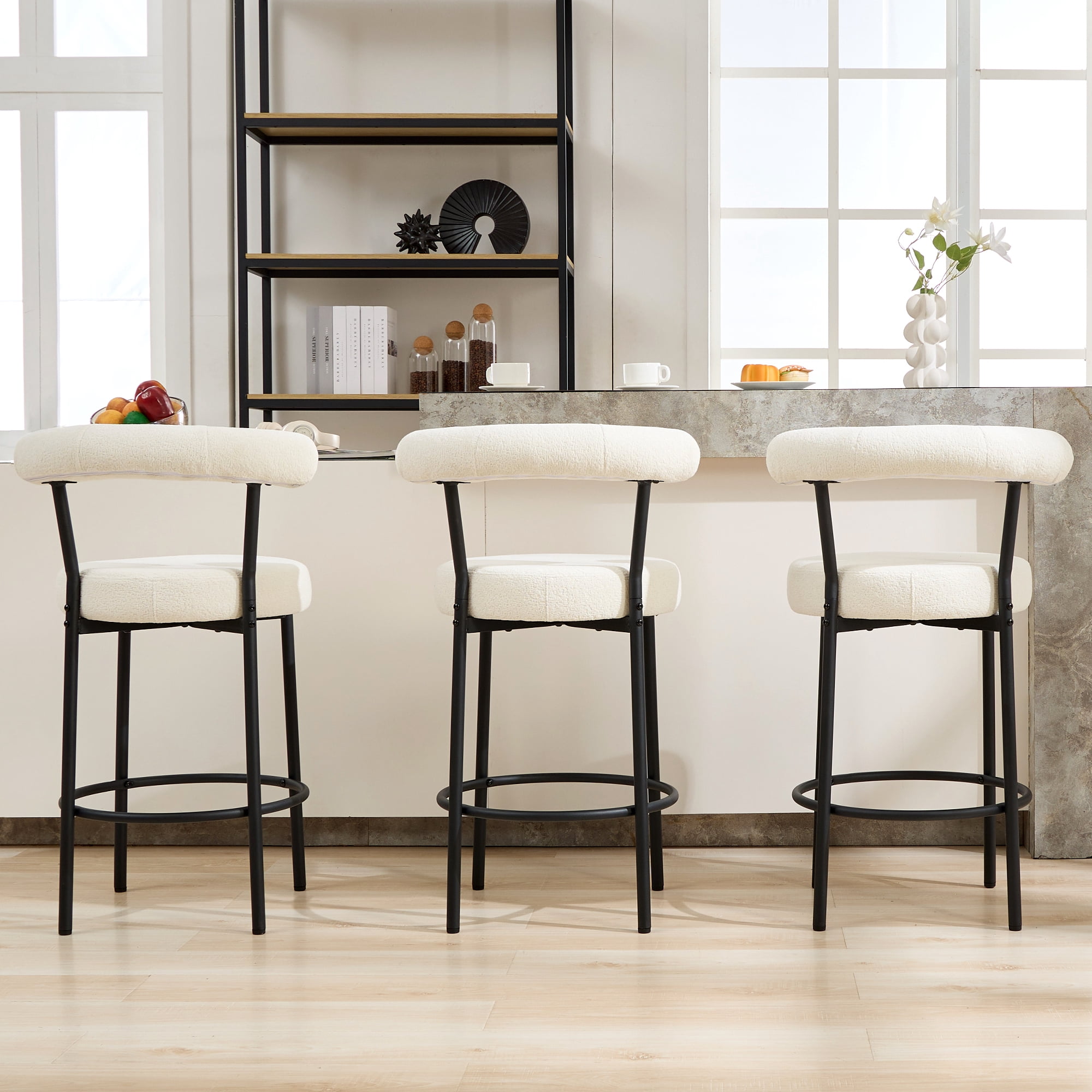 ALEAVIC Bar Stools Set of 3, Counter Height Bar Stools with Back ...