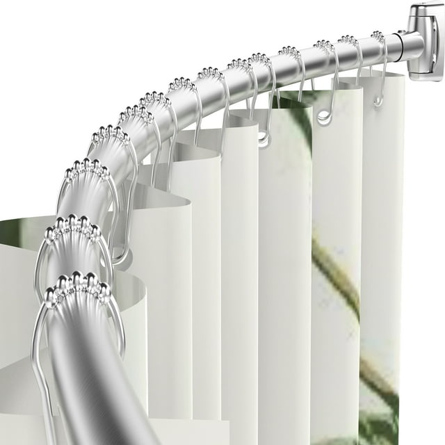 ALEAVIC Rust-Proof Adjustable Curved Shower Rod Set, Stainless Steel ...