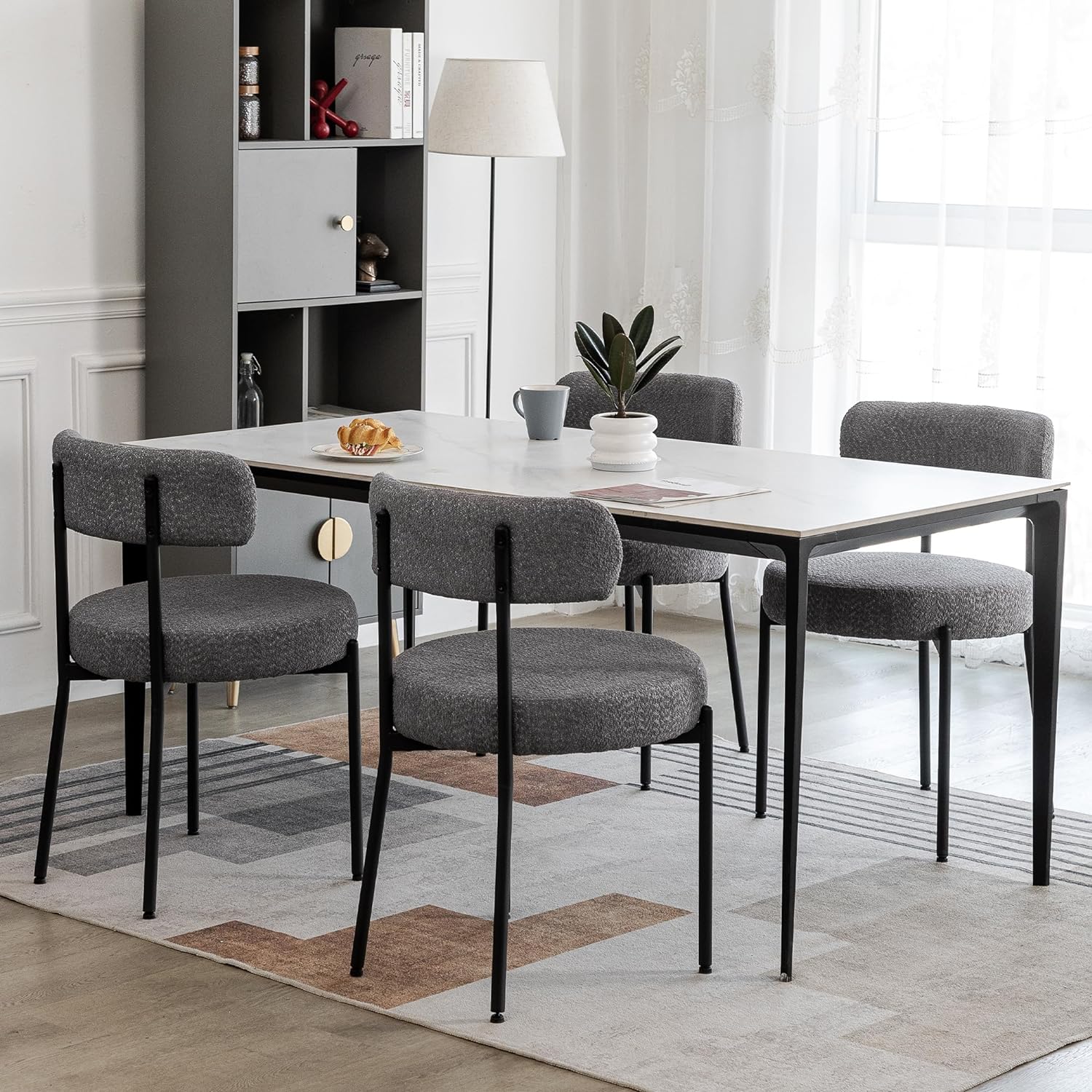 ALEAVIC Modern Boucle Dining Chairs Set of 2 Upholstered Kitchen Chair ...