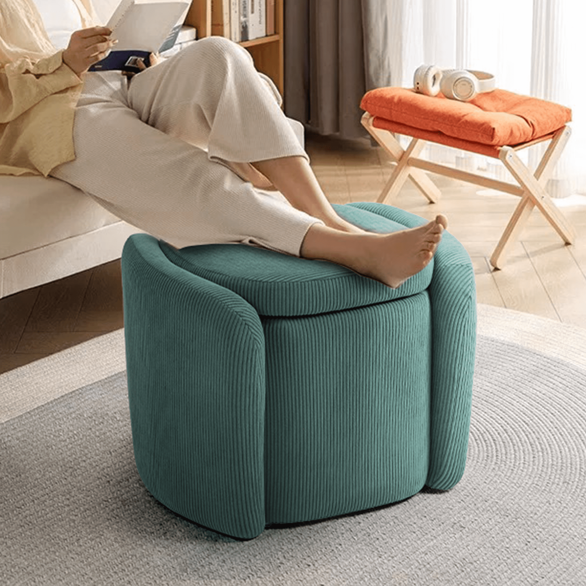 ALEAVIC Ottoman Storage Footrest Stool Small Ottoman with Storage Foot ...