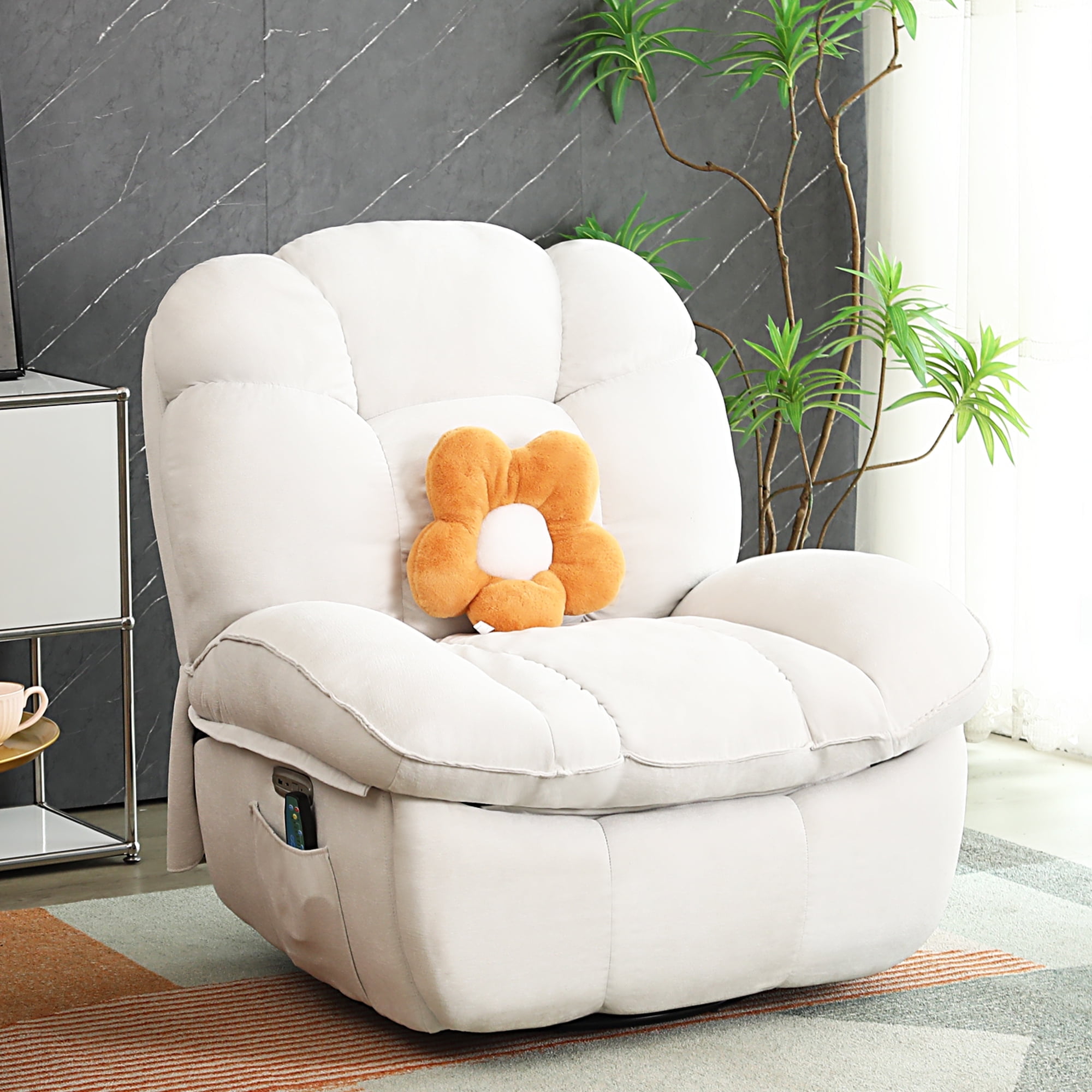 XINMICS White Power Rocker Recliner with Massage, Heating, USB & Type-C ...