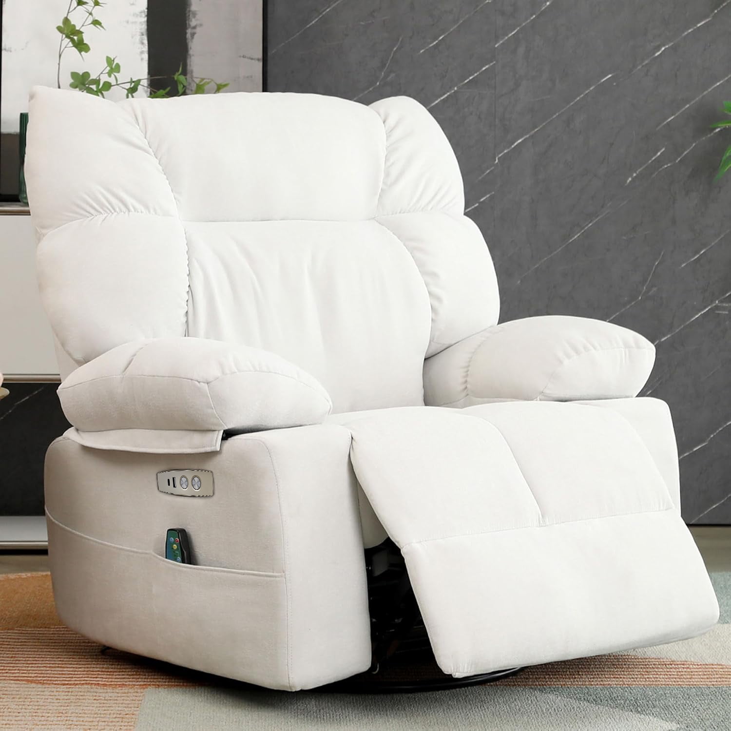 XINMICS Electric Swivel Rocking Recliner Chair, Vibrating Massage ...