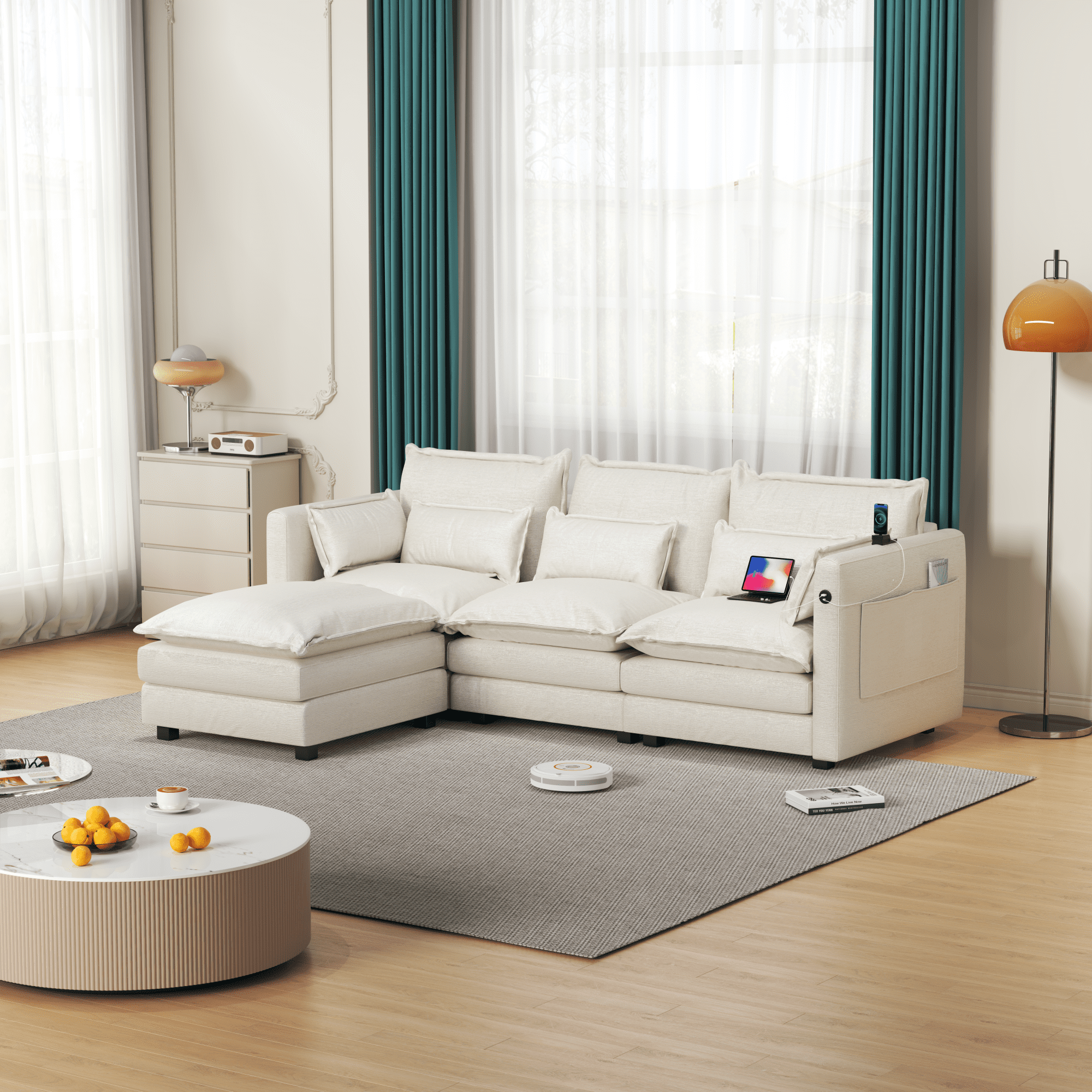 ALEAVIC 3 Seat Sectional Sofa Chenille L Shaped Couch, Modular Sofa ...