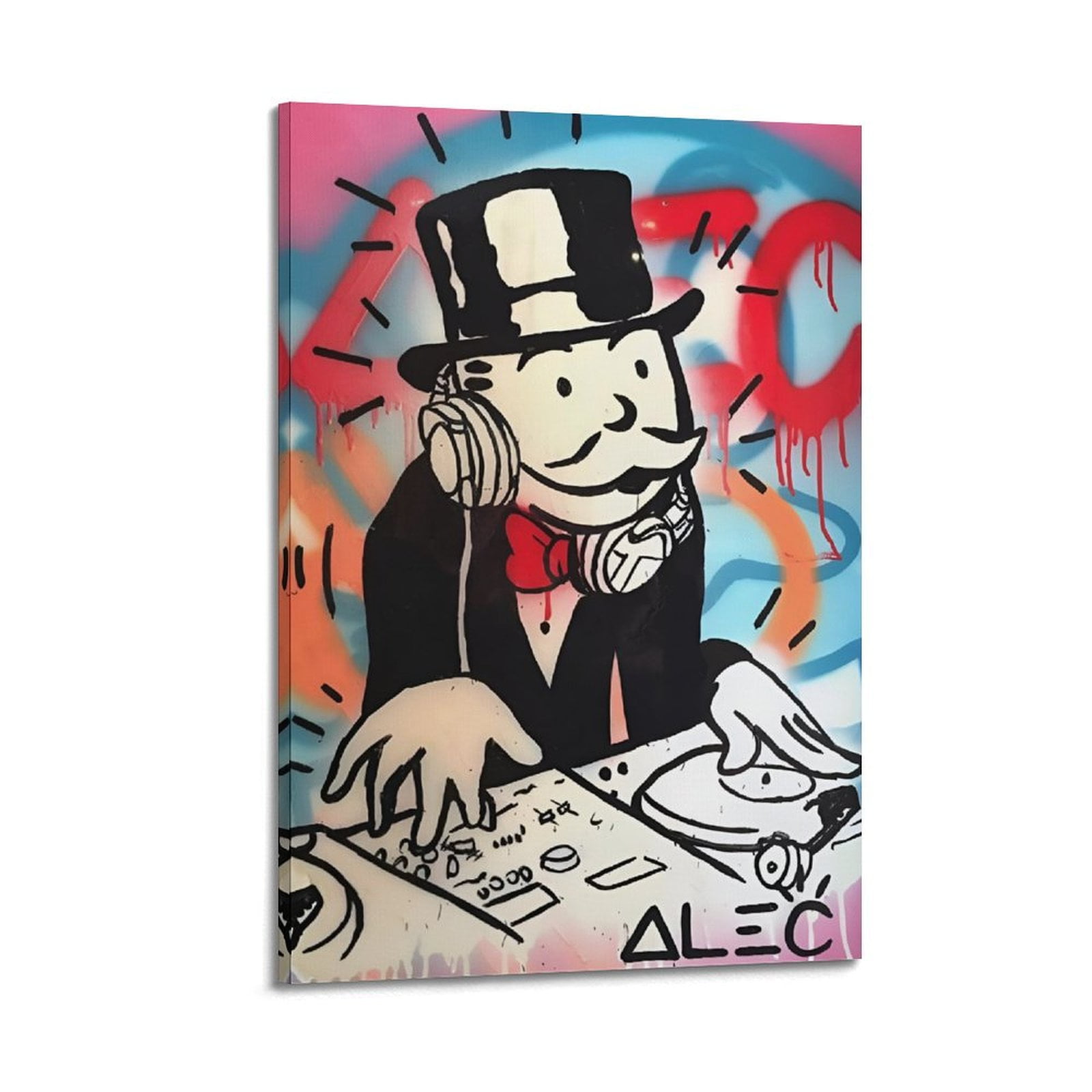 ALEC Graffiti Wear Headphones DJ Monopoly Man Street Art Poster Canvas ...