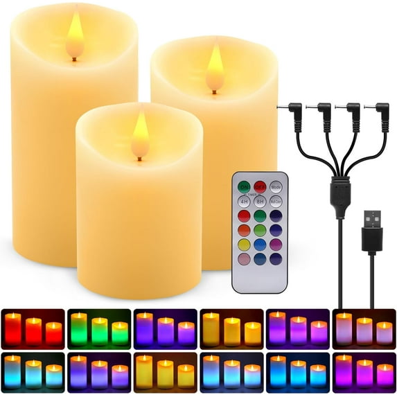 ALED YANTON RecharYANTONable Candles Flickering with Remote,Flameless ...