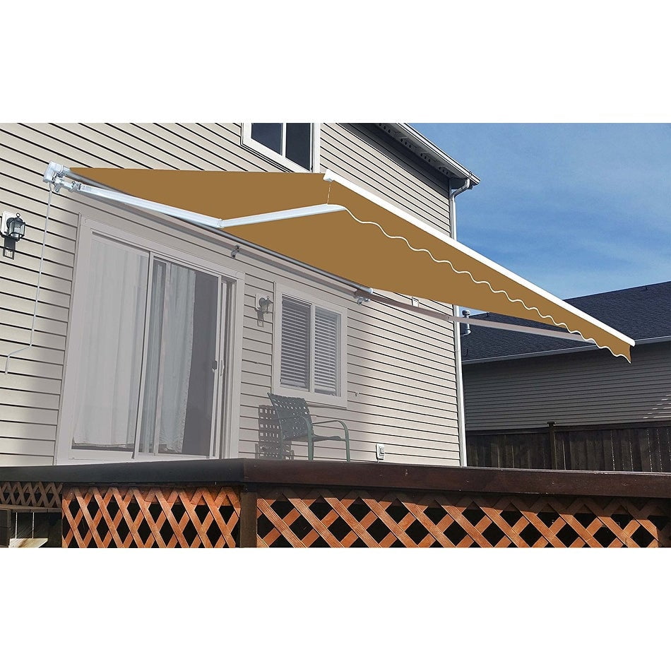ALEKO 10x8 Feet Retractable Outdoor Patio Awning Deck Sunshade Sand ...