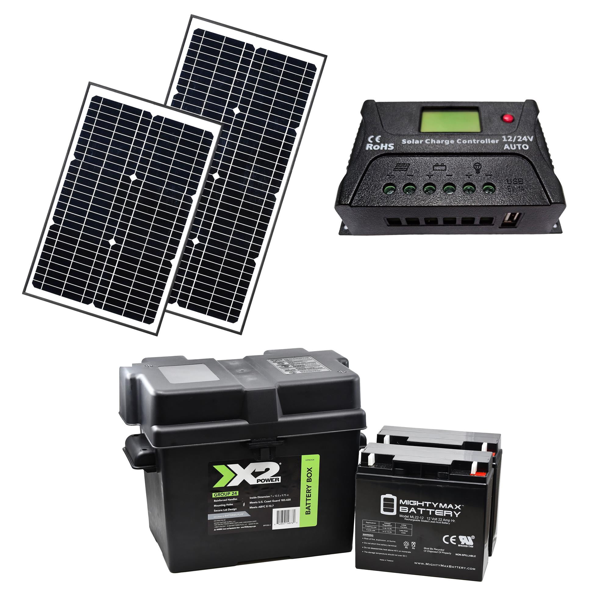 ALEKO Solar Kit for Gate Opener 50W24V Solar Panels Batteries Charge ...