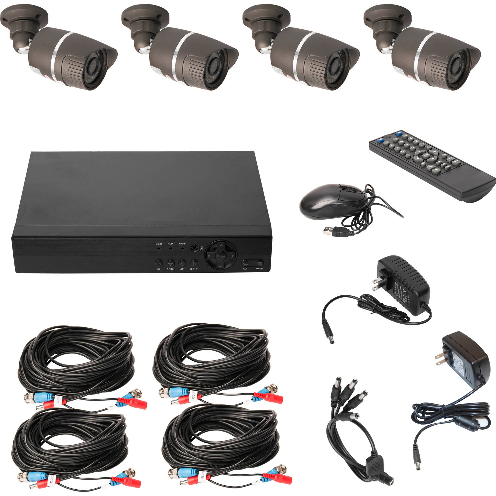 ALEKO AHDK1604H42 8-Channel AVR AHD 720p HD System Kit 4 1.0MP CCTV ...