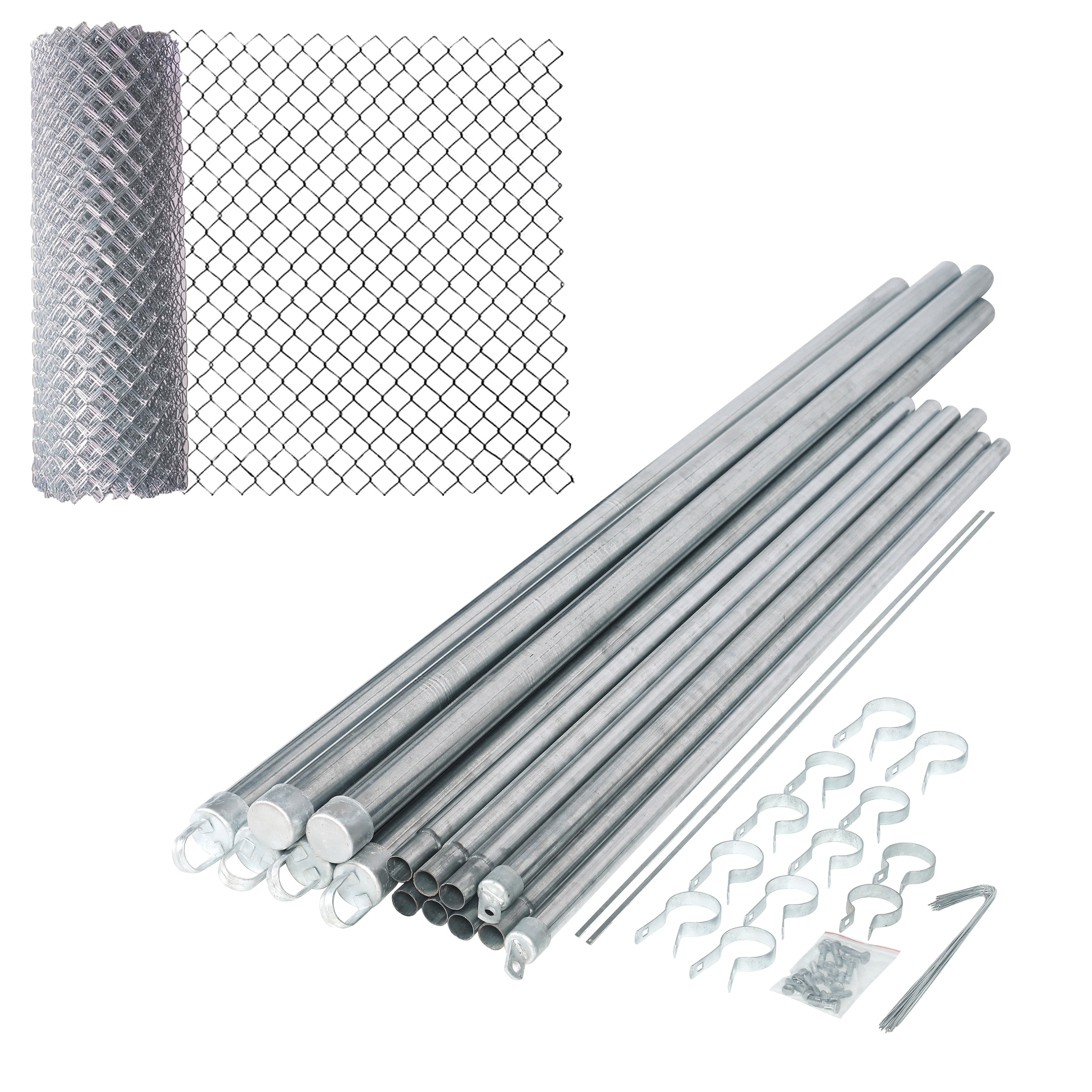 ALEKO DIY Chain Link Fence Kit, Galvanized Steel, 5ft Height, 50ft ...