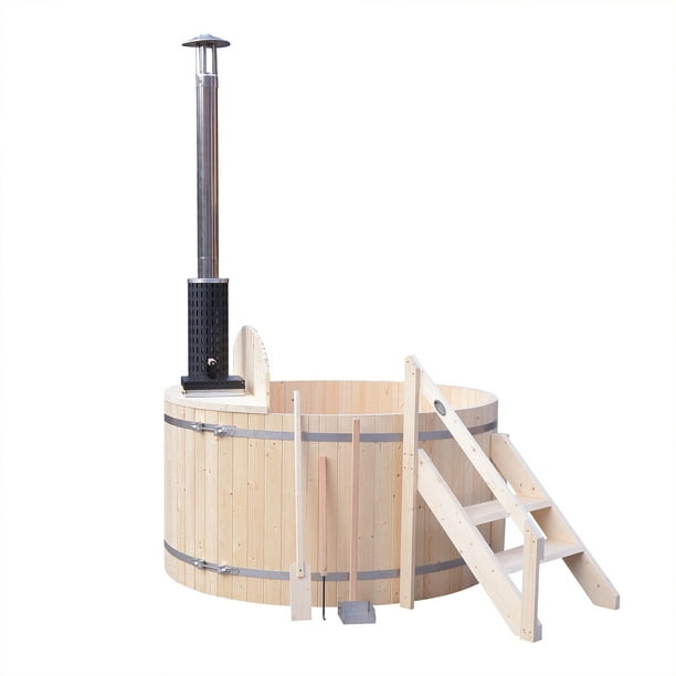 ALEKO PIWSHTUB Wood-Fired 4-5 Person Hot Tub and Ice Bath with Internal ...