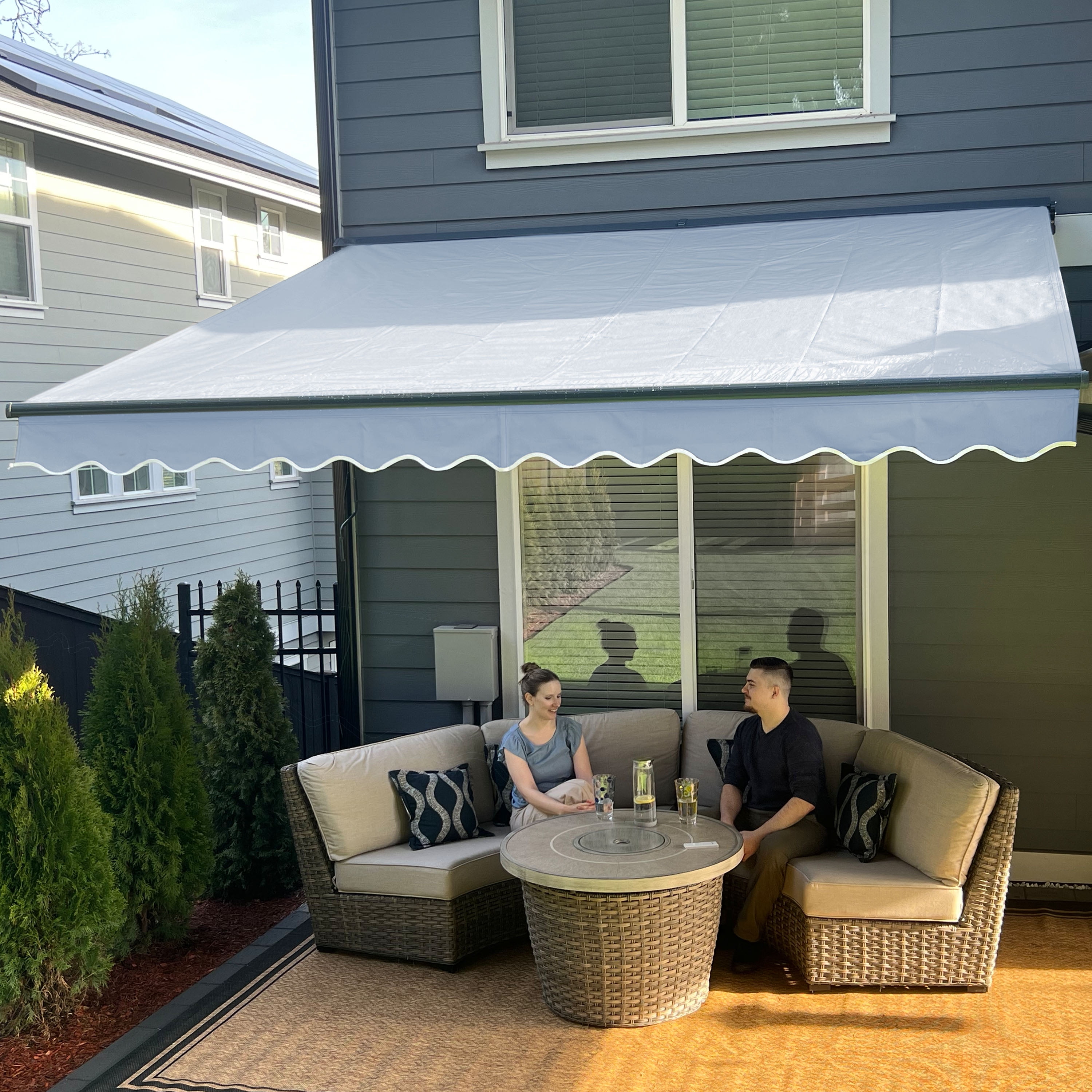 ALEKO Retractable Home Patio 10 x 8 feet Awning Silver Gray Canopy ...