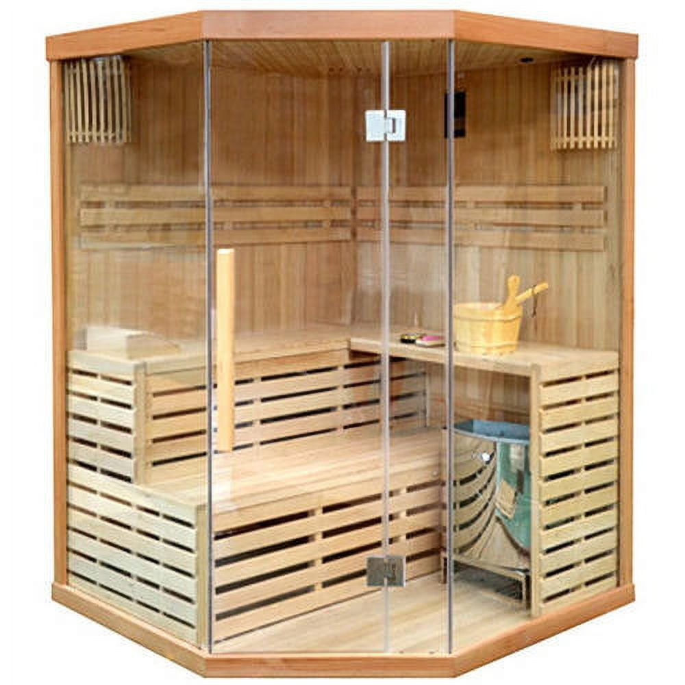 ALEKO 4 Person Canadian Hemlock Wood Indoor Wet Dry Sauna with 4.5 KW ...