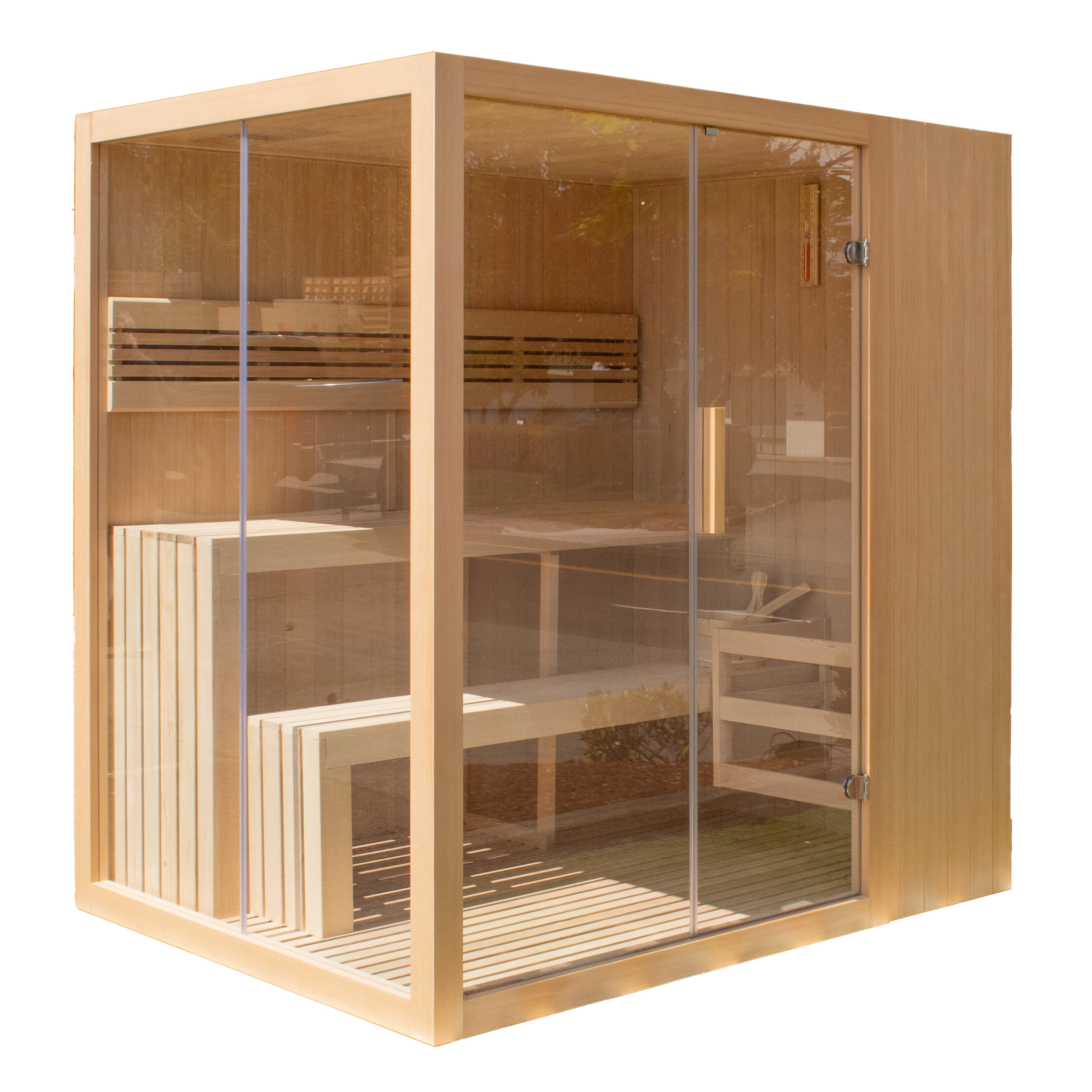 ALEKO STHE4INNY Canadian Hemlock 4-6 Person Indoor Wet Dry Sauna with 4 ...