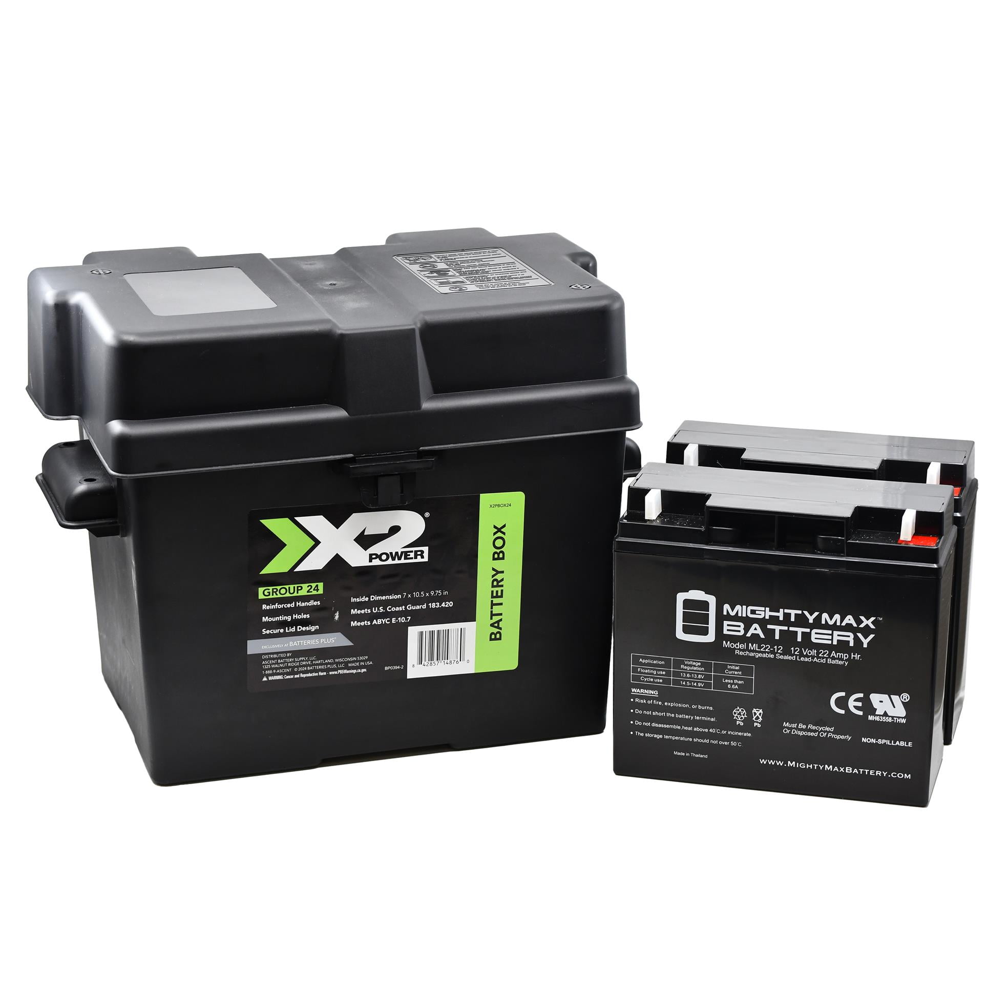Battery Box LM130/12AH for two 12AH Batteries Plus 2 x 12V 12AH ...