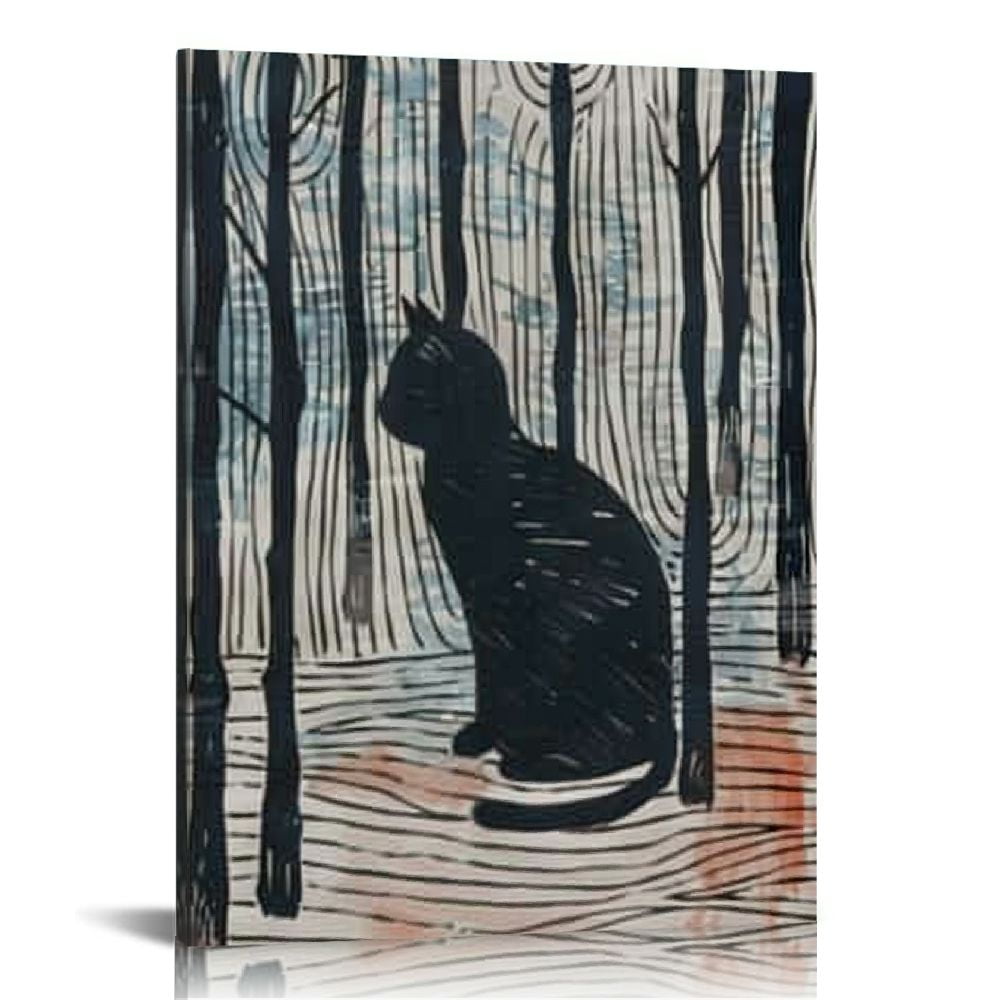 ALEPADNF Abstract Cat Wall Art Prints,Mid-Century Modern Cats Wall ...