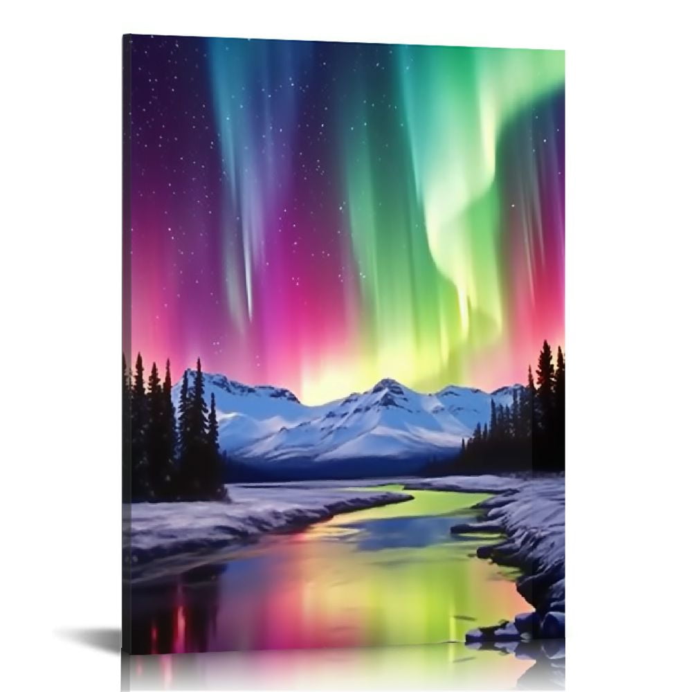 ALEPADNF Aurora Borealis Canvas Wall Art Colorful Northern Wall Decor ...