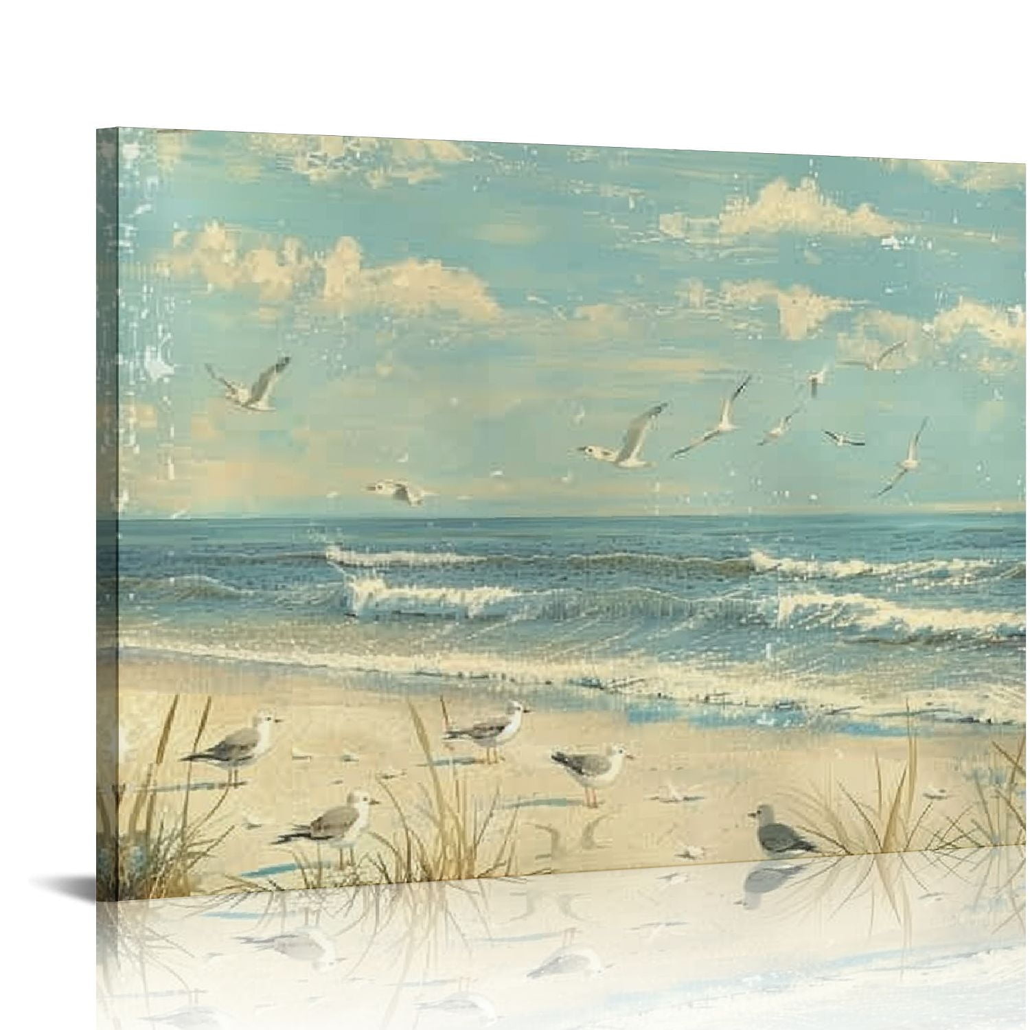 ALEPADNF Beach Scene Canvas Wall Art: Bedroom Large Ocean Painting ...