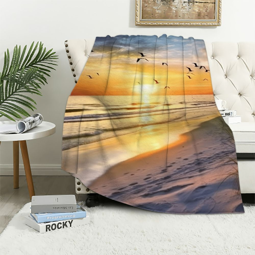 ALEPADNF Birds Sunset Print Throw Blanket for Bed Couch Car Kids Adults ...