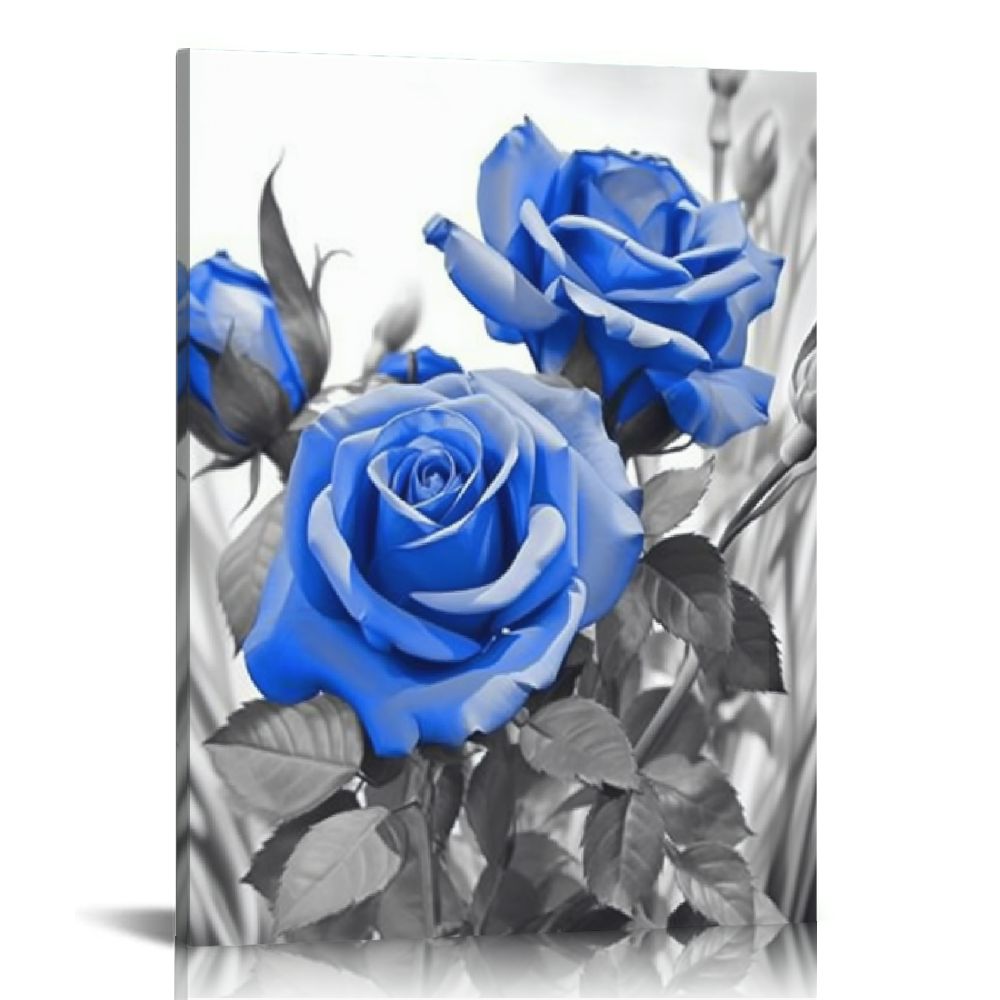 ALEPADNF Blue Rose Flower Wall Art Paintings Wall Art Paintings Floral ...