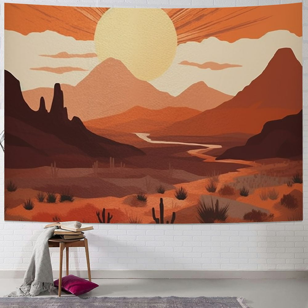 ALEPADNF Boho Western Tapestry Modern Southwestern Mountain Cactus ...