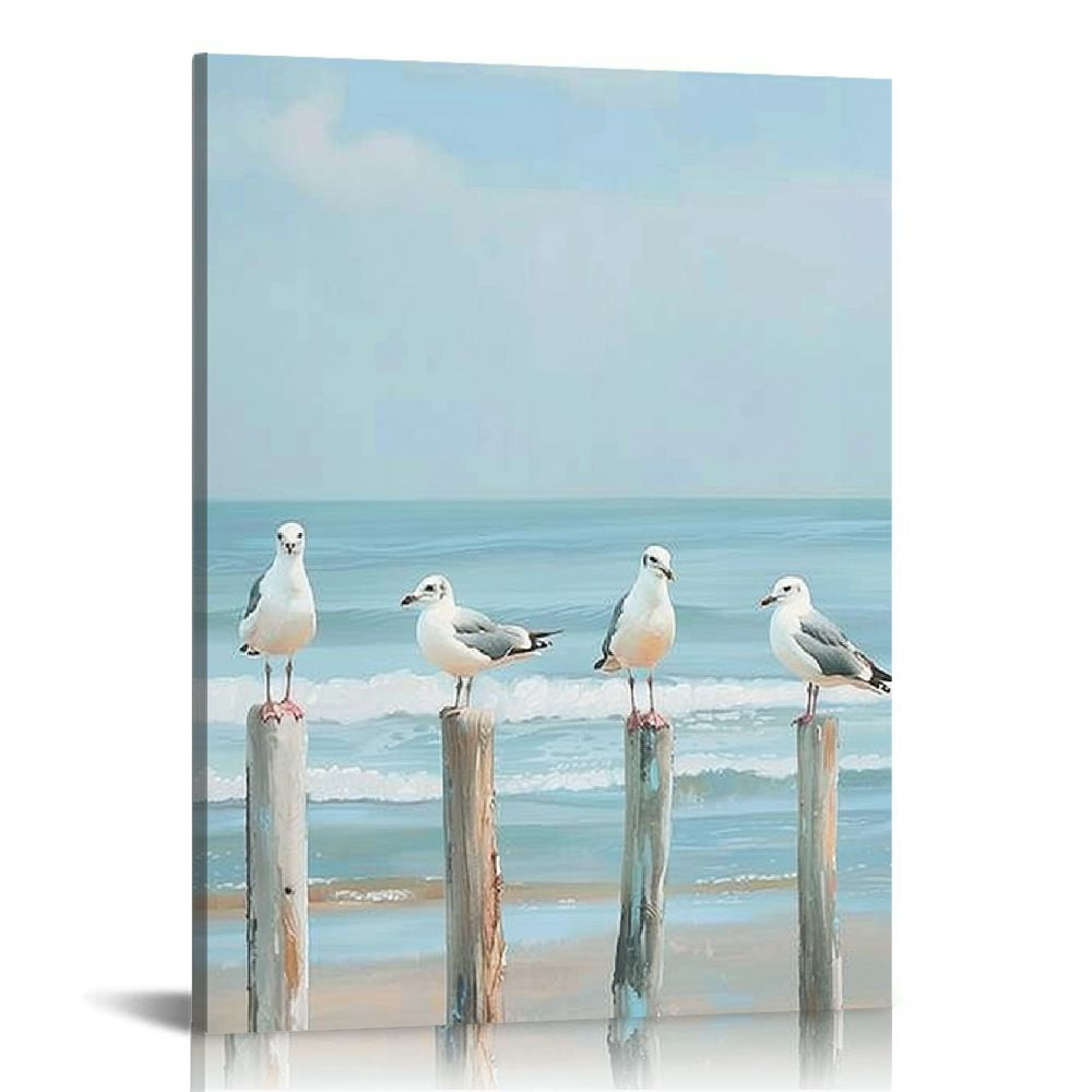 ALEPADNF Coastal Seagull Poster Decor- Seabird Canvas Beach wall art ...