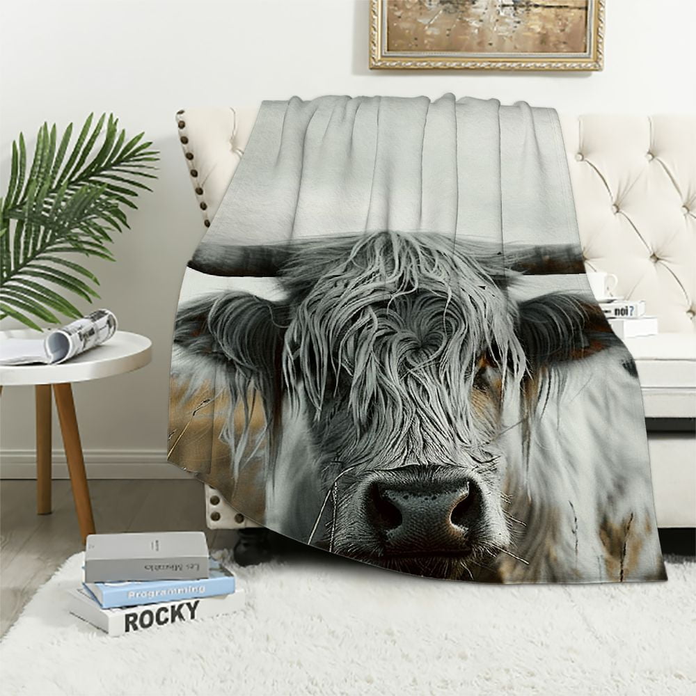 ALEPADNF Cow Print Throw Blanket for All Seasons Soft Plush Blankets ...