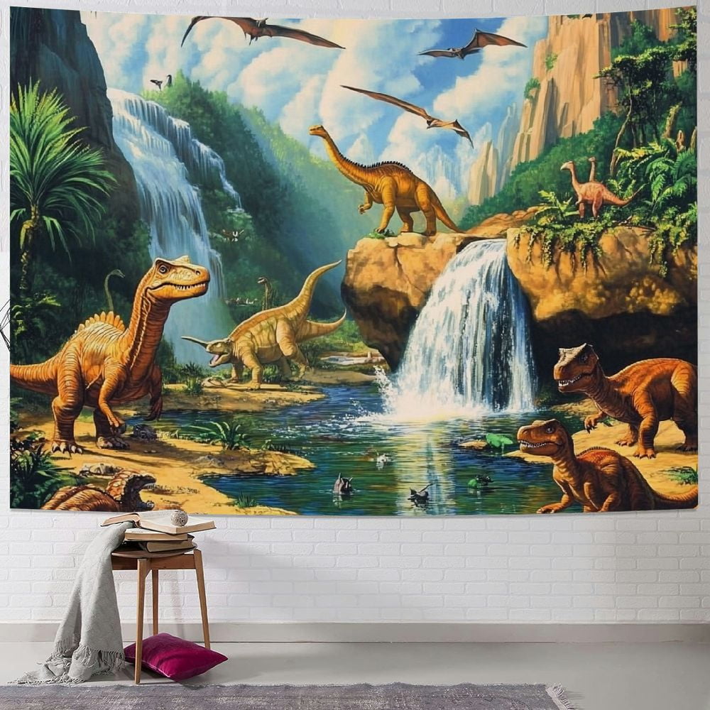 ALEPADNF Dinosaur World Park Tapestry Children Tropical Jungle Safari ...