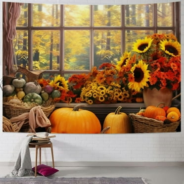 YKCG Autumn Park Scene Fall Trees and Leaves Wall Hanging Tapestry Wall ...