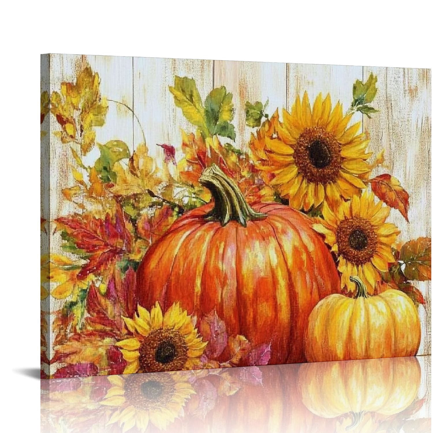 ALEPADNF Fall Wall Art Rustic Farmhouse Sunflower Pumpkin Pictures Wall ...