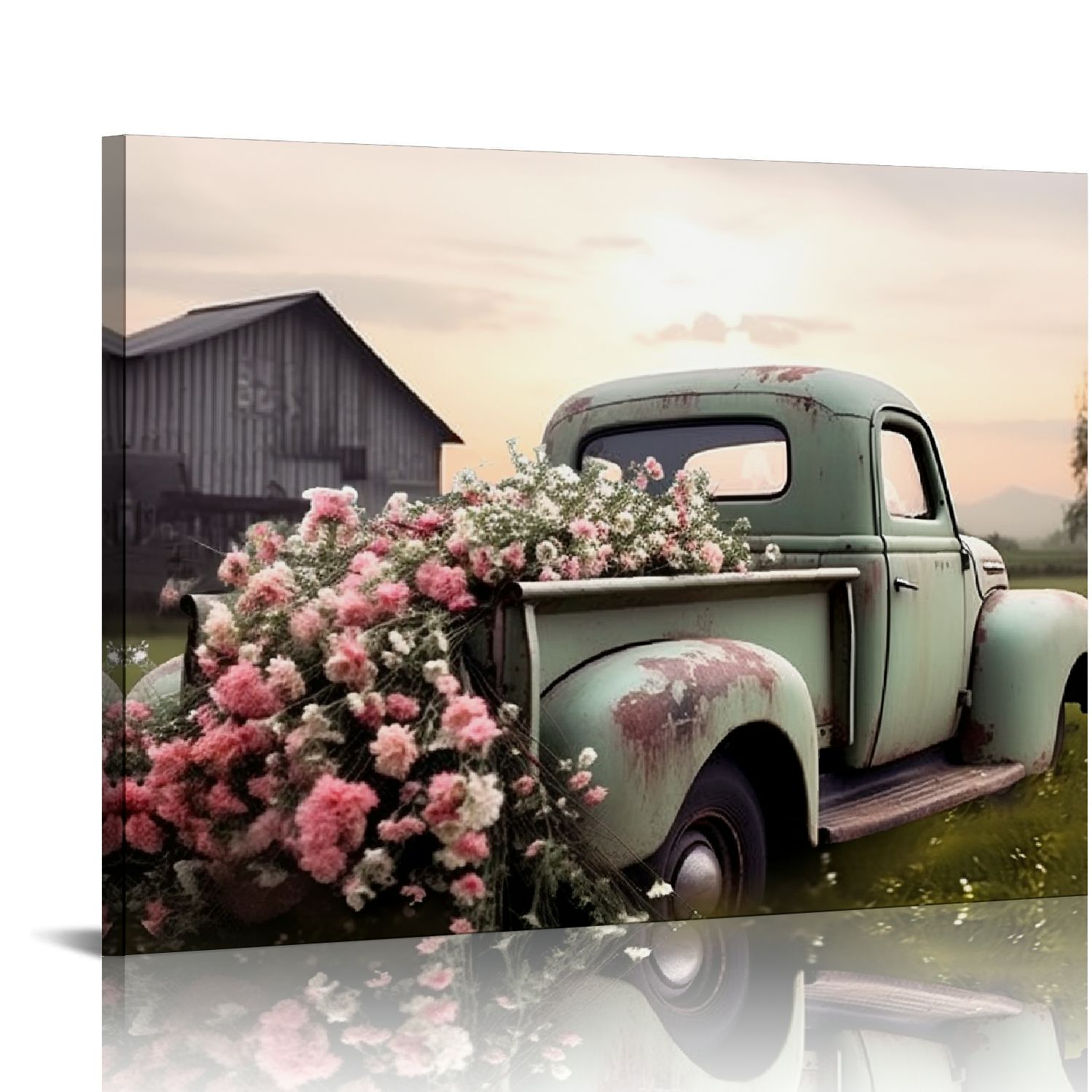 ALEPADNF Farmhouse Barn Wall Art, Old Truck Wall Art, Rustic Farmhouse ...