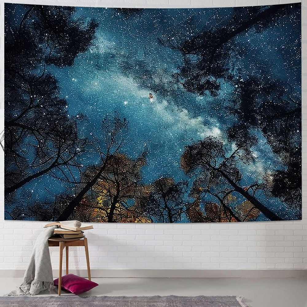 ALEPADNF Forest Starry Wall Tapestry for Bedroom, Space 3D Starry Sky ...