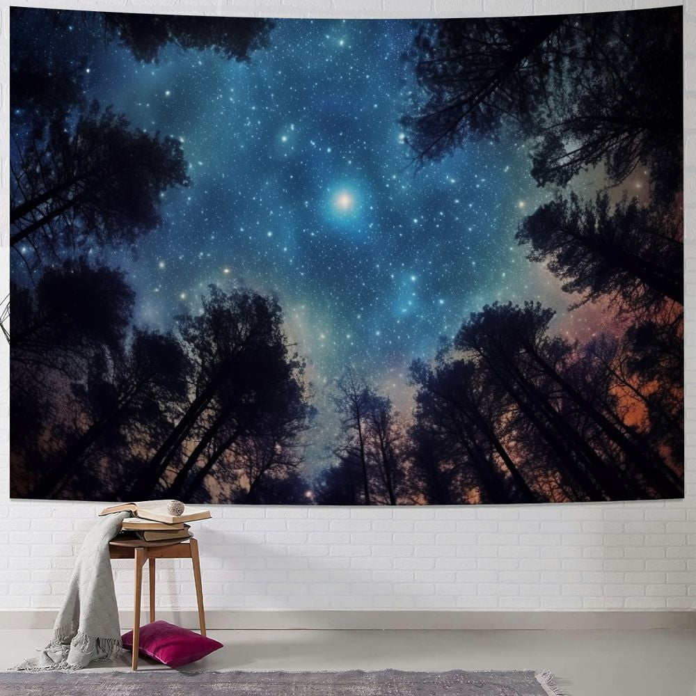 ALEPADNF Forest Starry Wall Tapestry for Bedroom, Space 3D Starry Sky ...