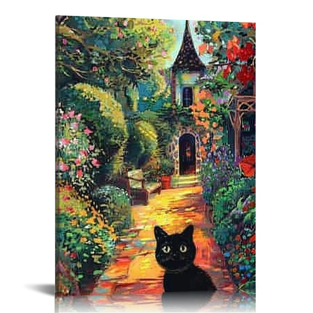 ALEPADNF Funny Black Cat Wall Art Cats in Paintings Posters Prints ...
