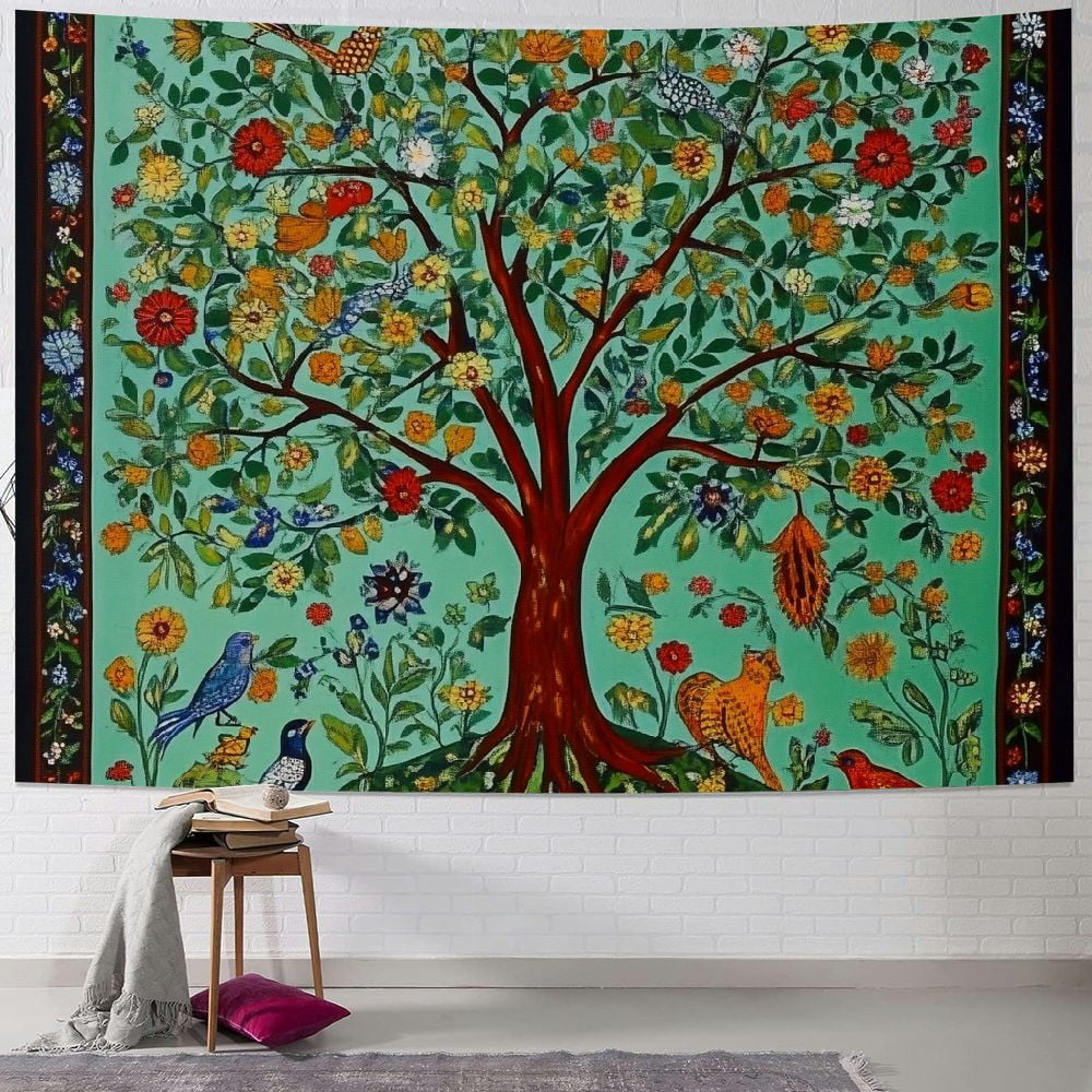ALEPADNF Green Tree of Life Tapestry Vertical Indian Forest Tapestries ...