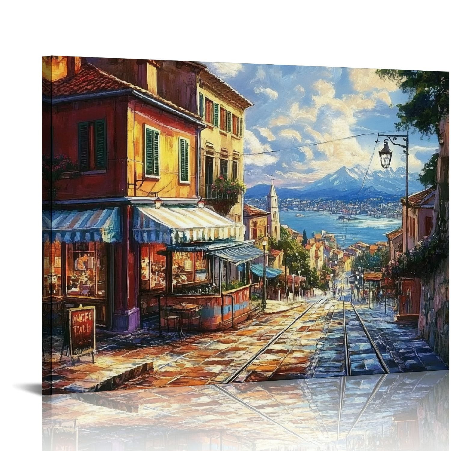 ALEPADNF Italian Cityscape Abstract Wall Art Artwork: Mediterranean ...
