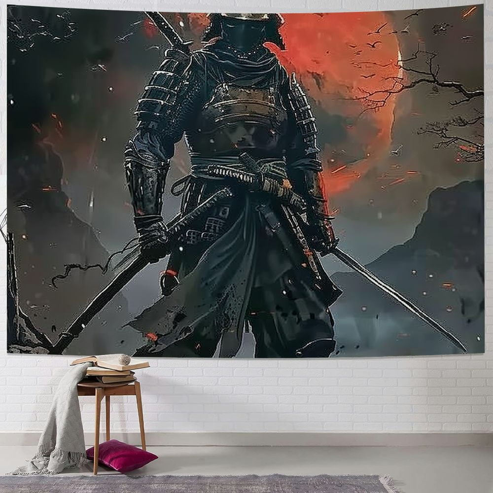 ALEPADNF Japanese Samurai Tapestry,Japanese Samurai Red Sun Battle Wall ...