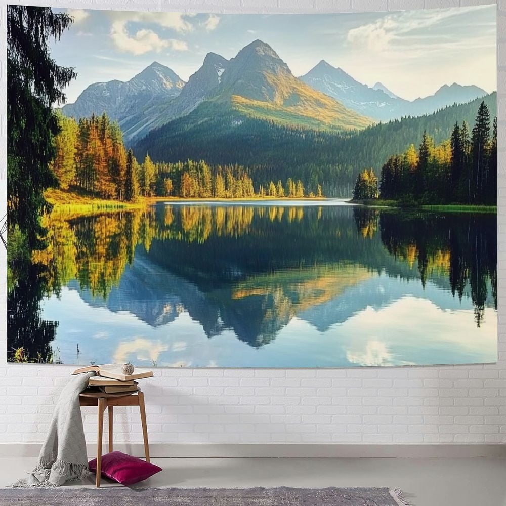 ALEPADNF Lake Mountain Scenery Tapestry Wall Hanging, Nature Forest ...
