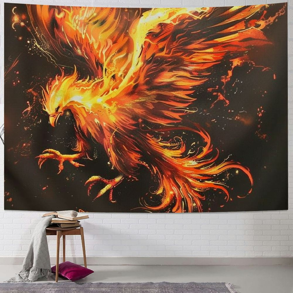 ALEPADNF Large Tapestry Wall Hanging Decor Fire Bird Flamebird Phoenix ...