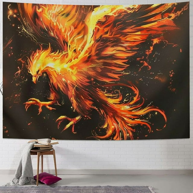 ALEPADNF Large Tapestry Wall Hanging Decor Fire Bird Flamebird Phoenix ...
