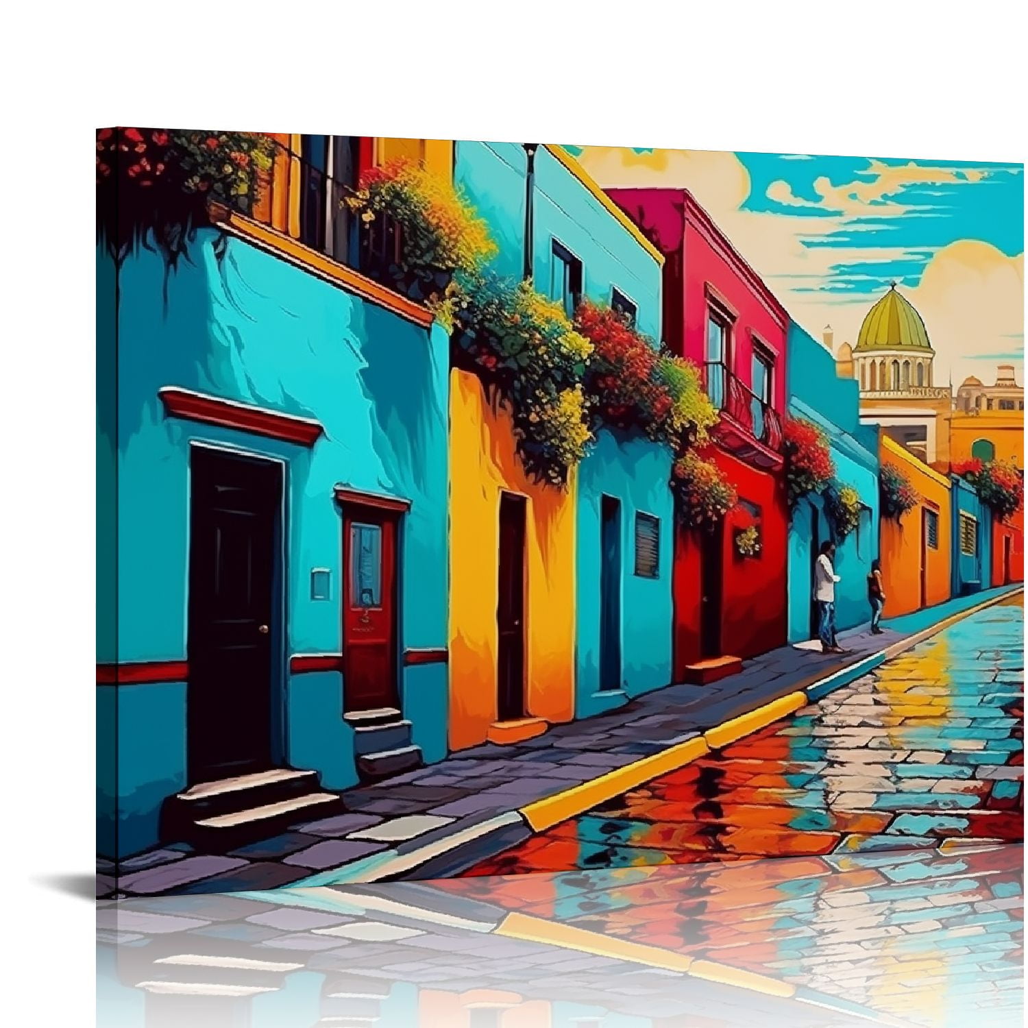 ALEPADNF Mexican Village Painting, Mexican Art Prints, Mexican Art ...