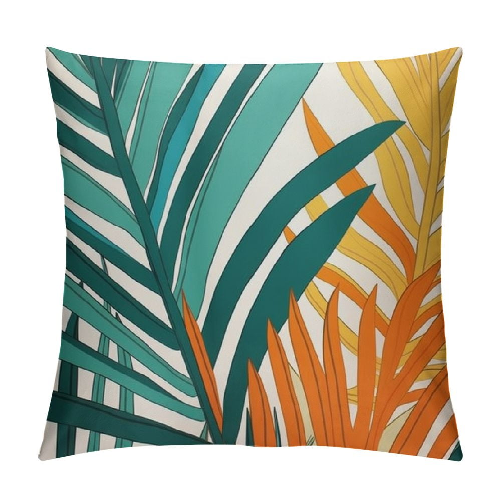 ALEPADNF Modern Tropical Pillow Covers Palm Leaves Decorative Pillows ...