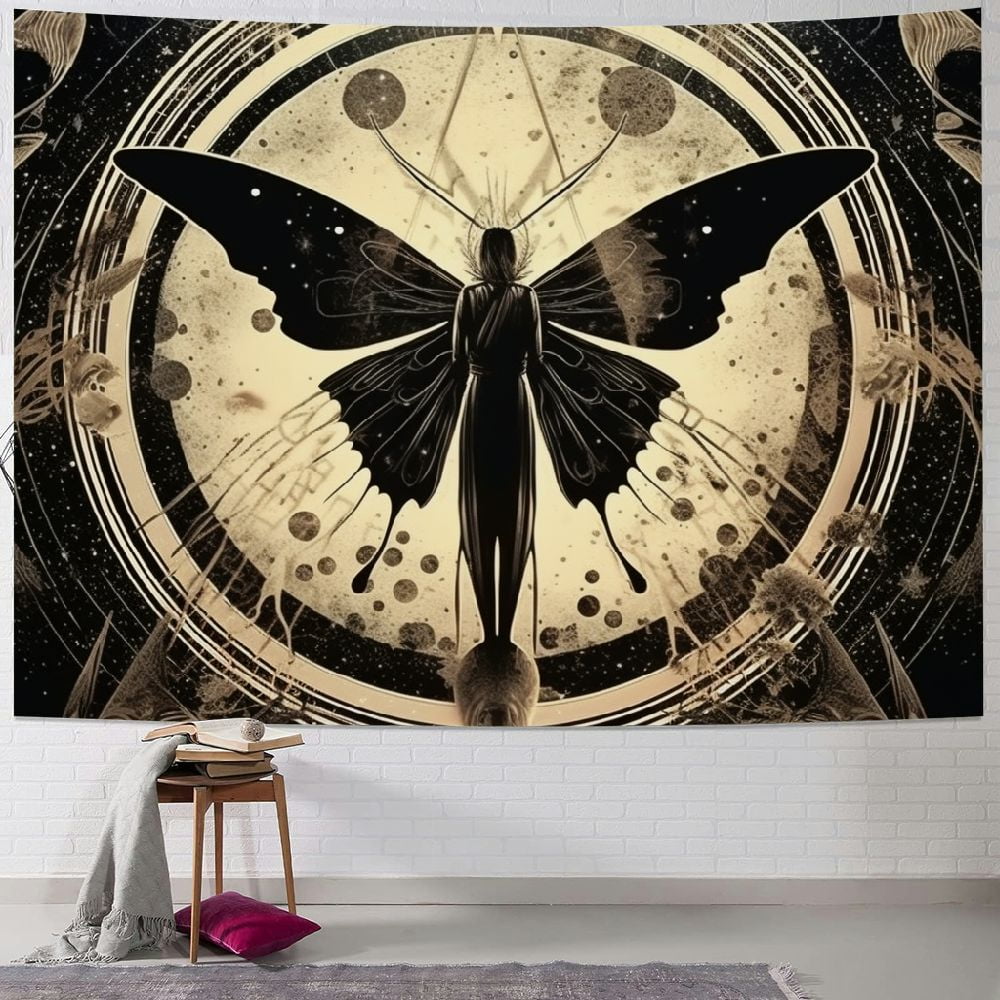 ALEPADNF Moon Phase Tapestry Vintage Butterfly Tapestry Psychedelic ...