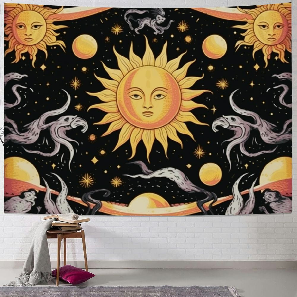ALEPADNF Mystic Eye Tapestry Sun and Moon Tapestries Boho Floral ...