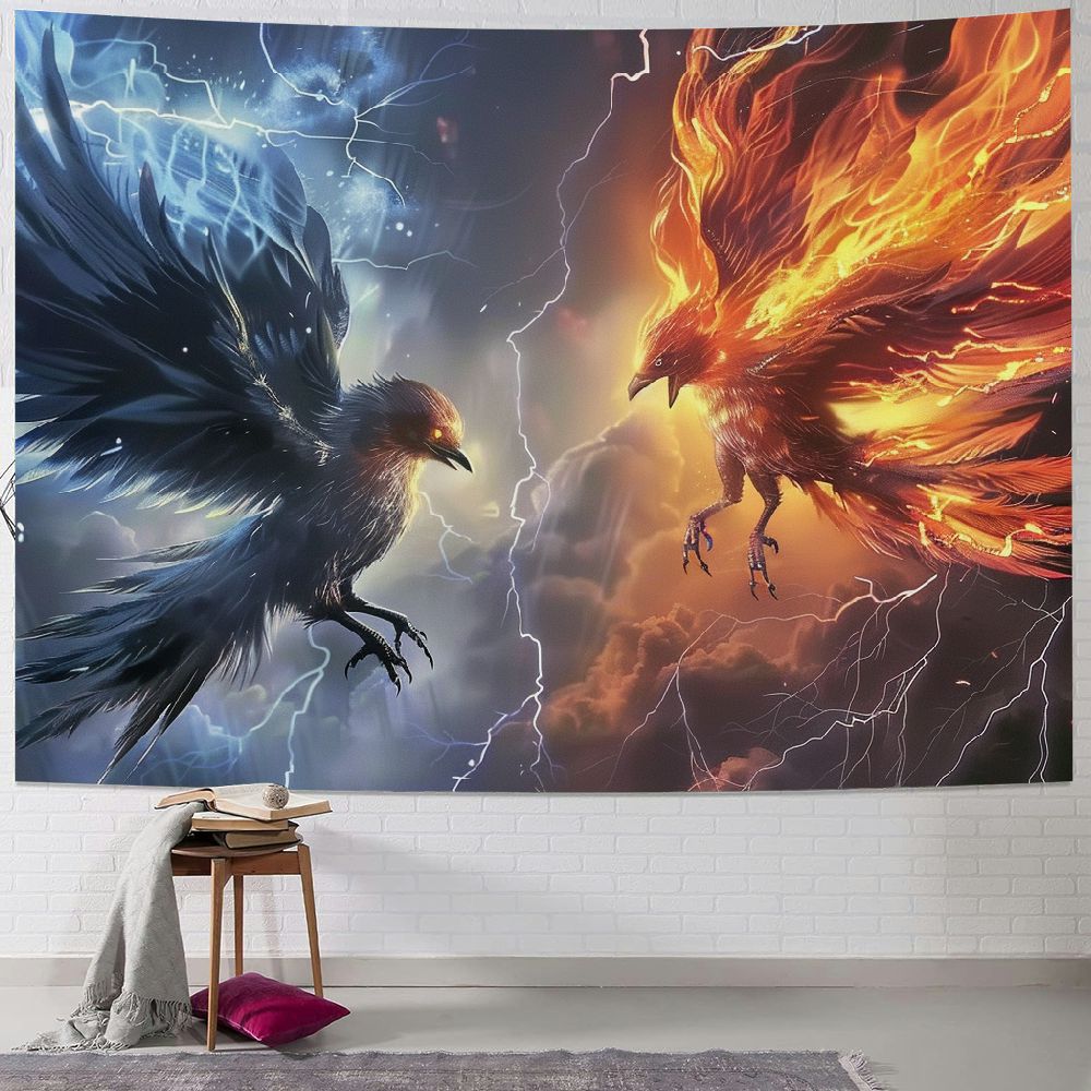 ALEPADNF Phoenix Tapestry Wall Tapestry Battle of Phoenix Wall Hanging ...