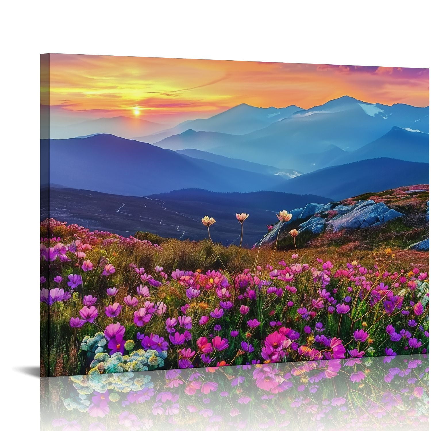 ALEPADNF Purple Mountain Wall Art Blue Ridge Sunset Pictures for Living ...